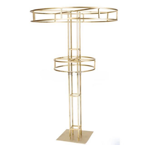 High Tower Gold Tiered Metal Riser Centerpiece – VP Royal Rentals