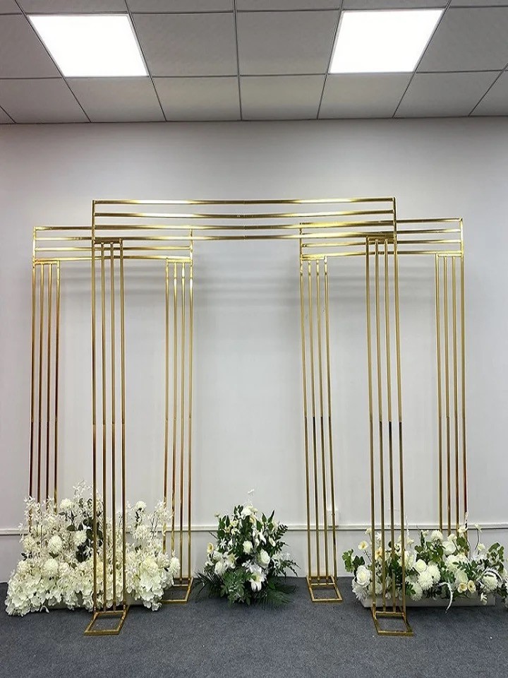 Gold Metal Panel Arch Backdrop – VP Royal Rentals